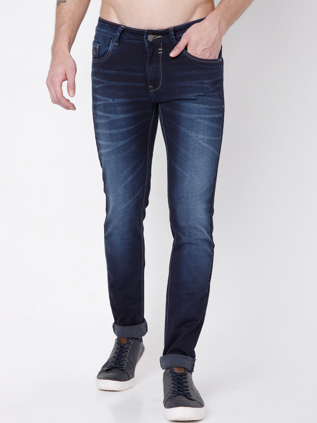 Buy Rex Straut Jeans Men Blue Slim Fit Light Fade Stretchable Cotton ...