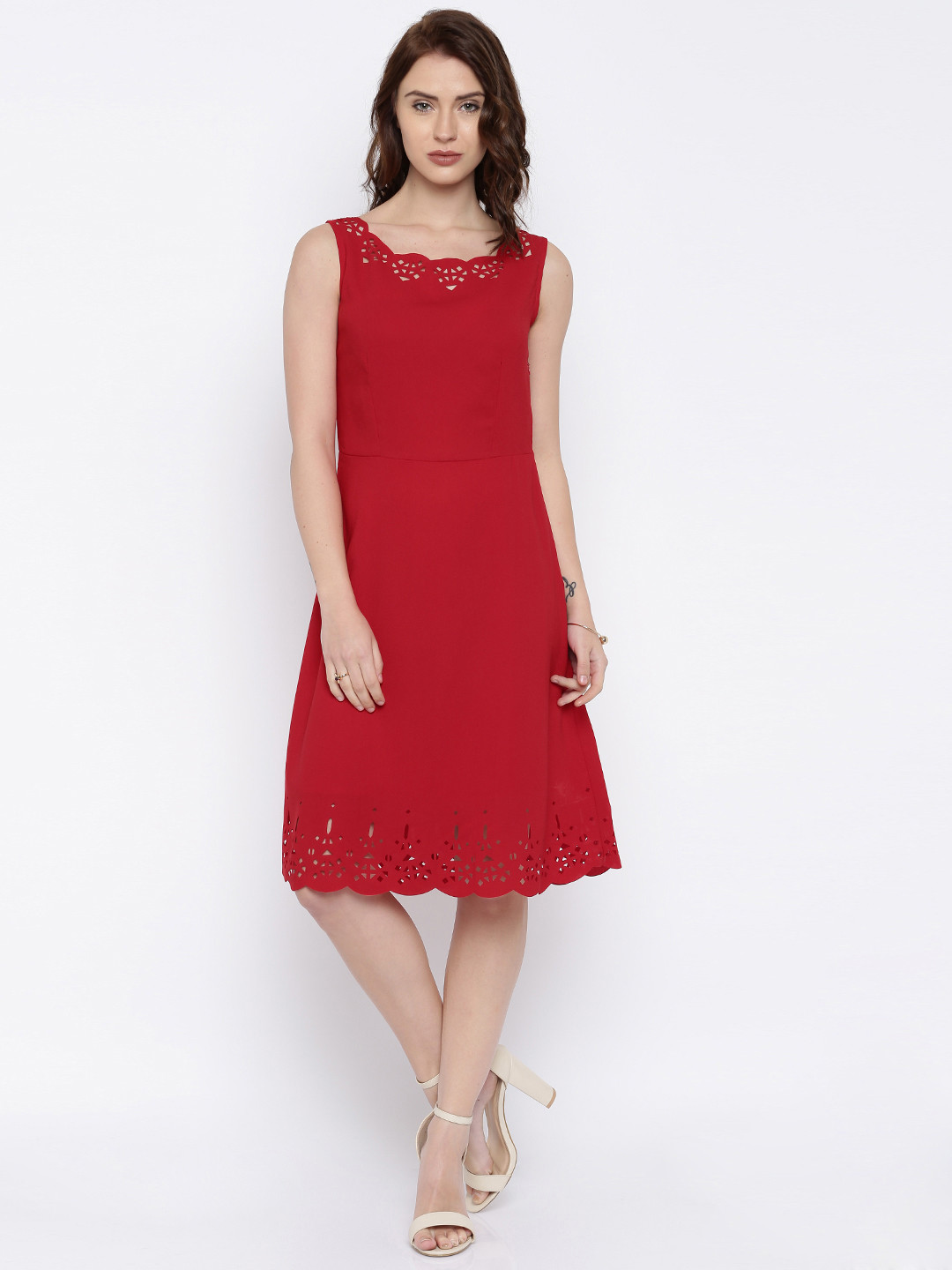 Buy RARE Women Red Solid Fit & Flare Dress - Dresses for Women 1644920 ...