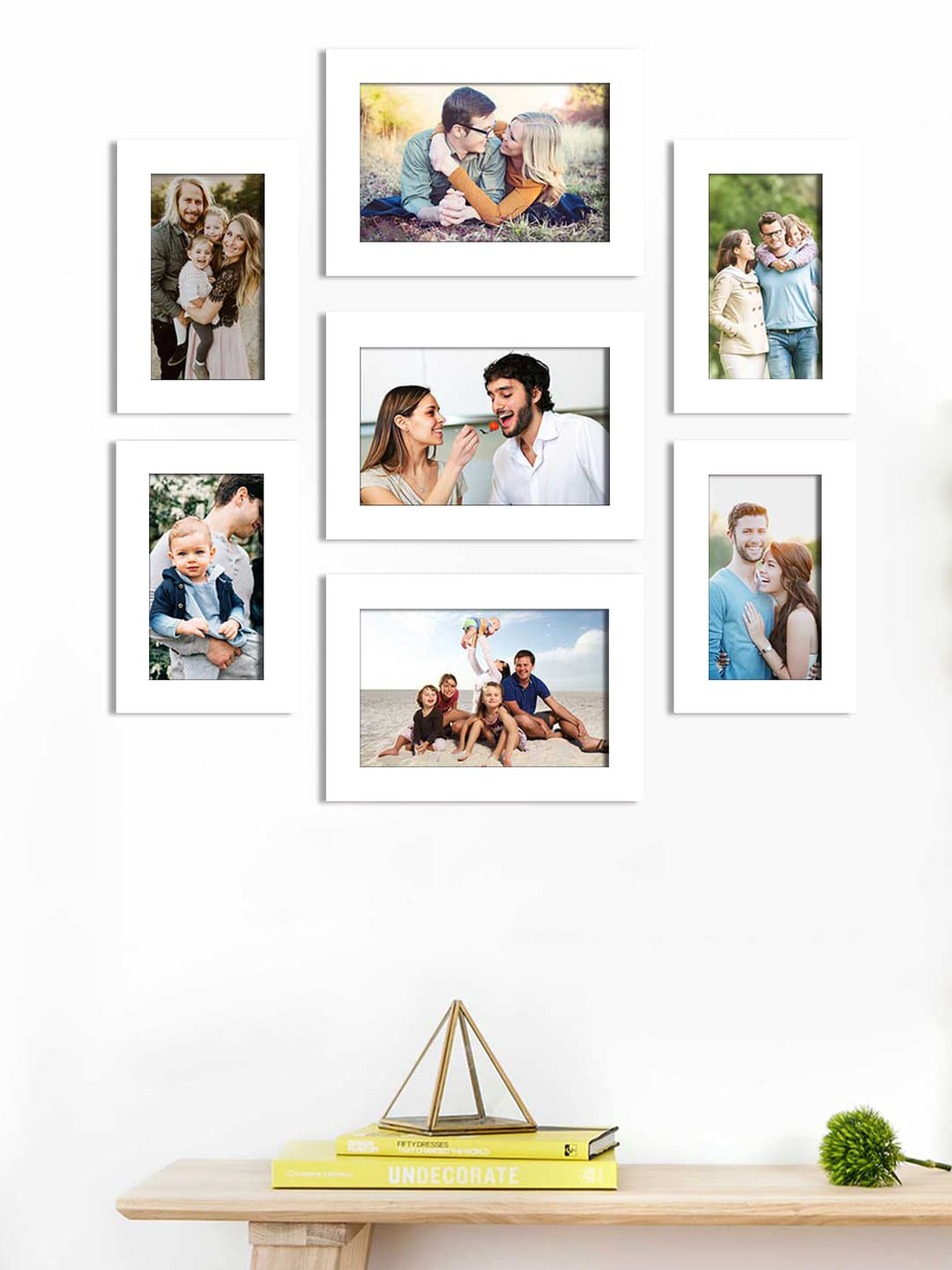 Buy Art Street Set Of 7 White Solid Individual Wall Photo Frames ...