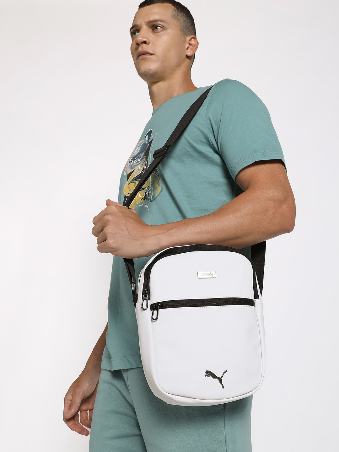 Buy Puma Unisex White & Black One8 Virat Kohli Premium Portable Bag ...