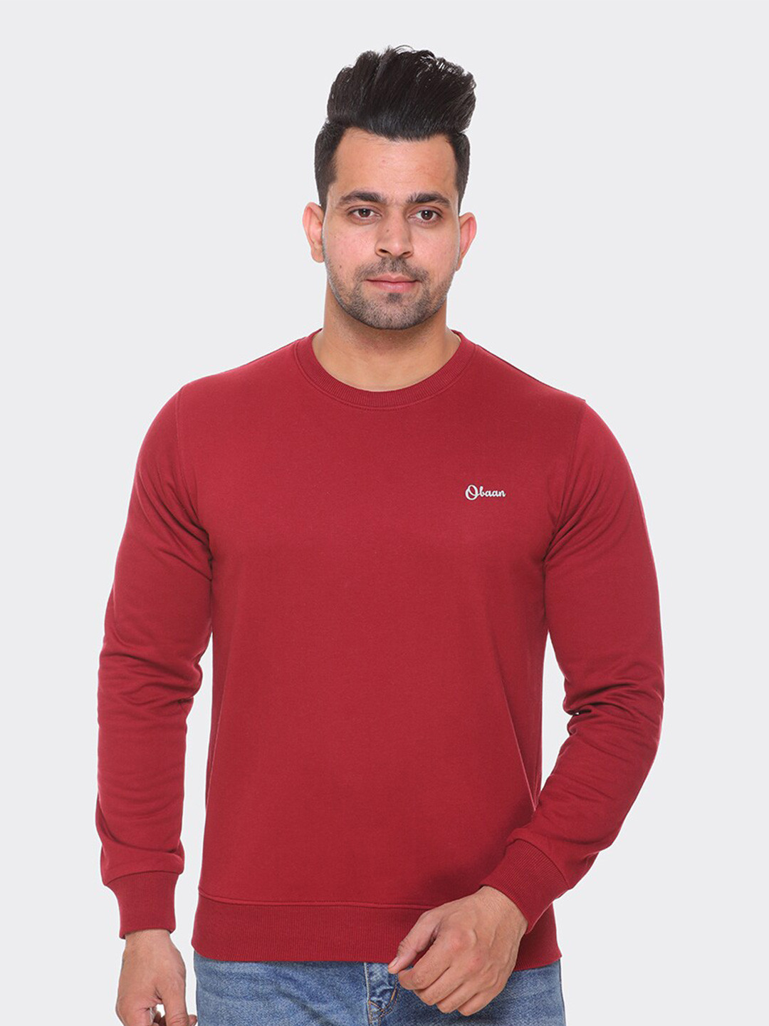 Buy Obaan Men Maroon Sweatshirt - Sweatshirts for Men 16450498 | Myntra