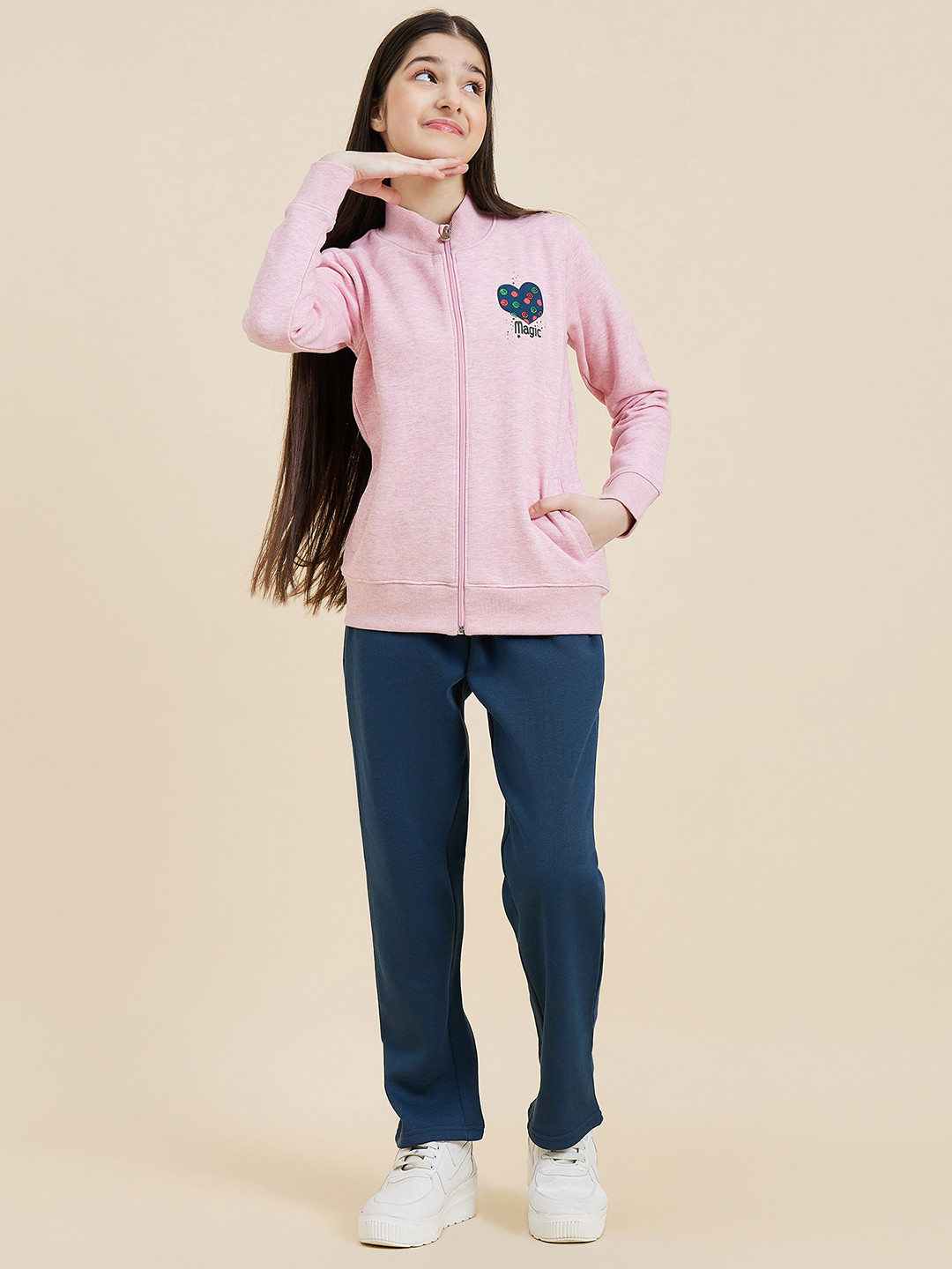 Buy Sweet Dreams Girls Pink & Teal Blue Solid Tracksuit - Tracksuits ...