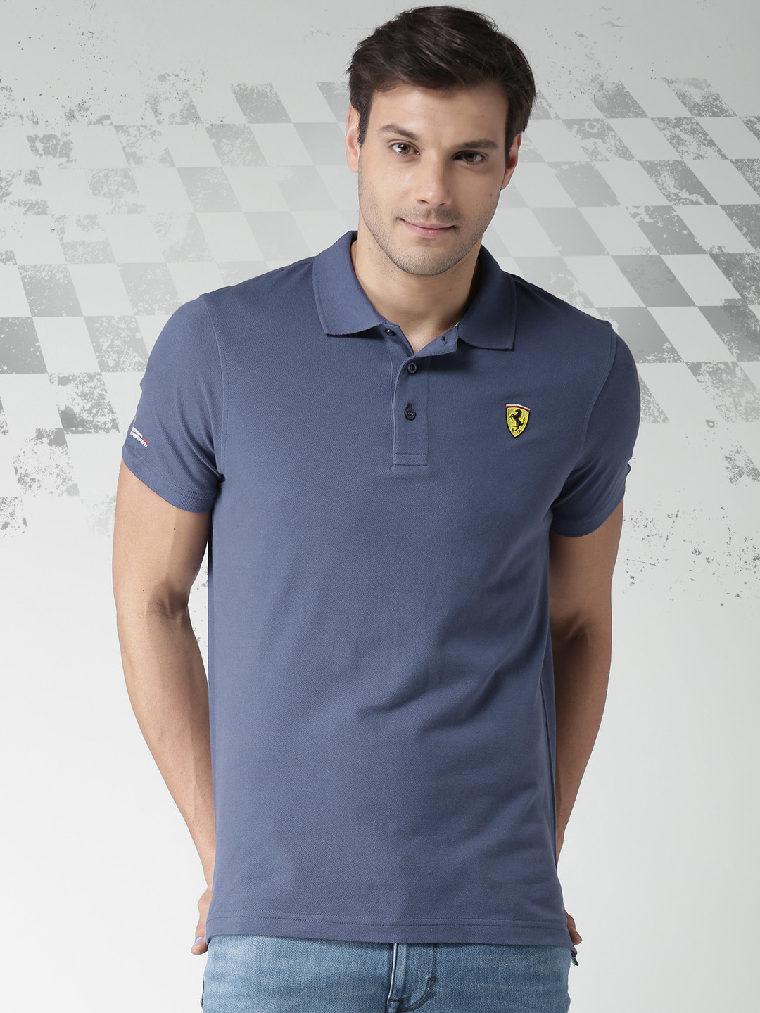 Buy Ferrari Scuderia Men Navy Instit Scudetto Solid Polo Collar T Shirt ...