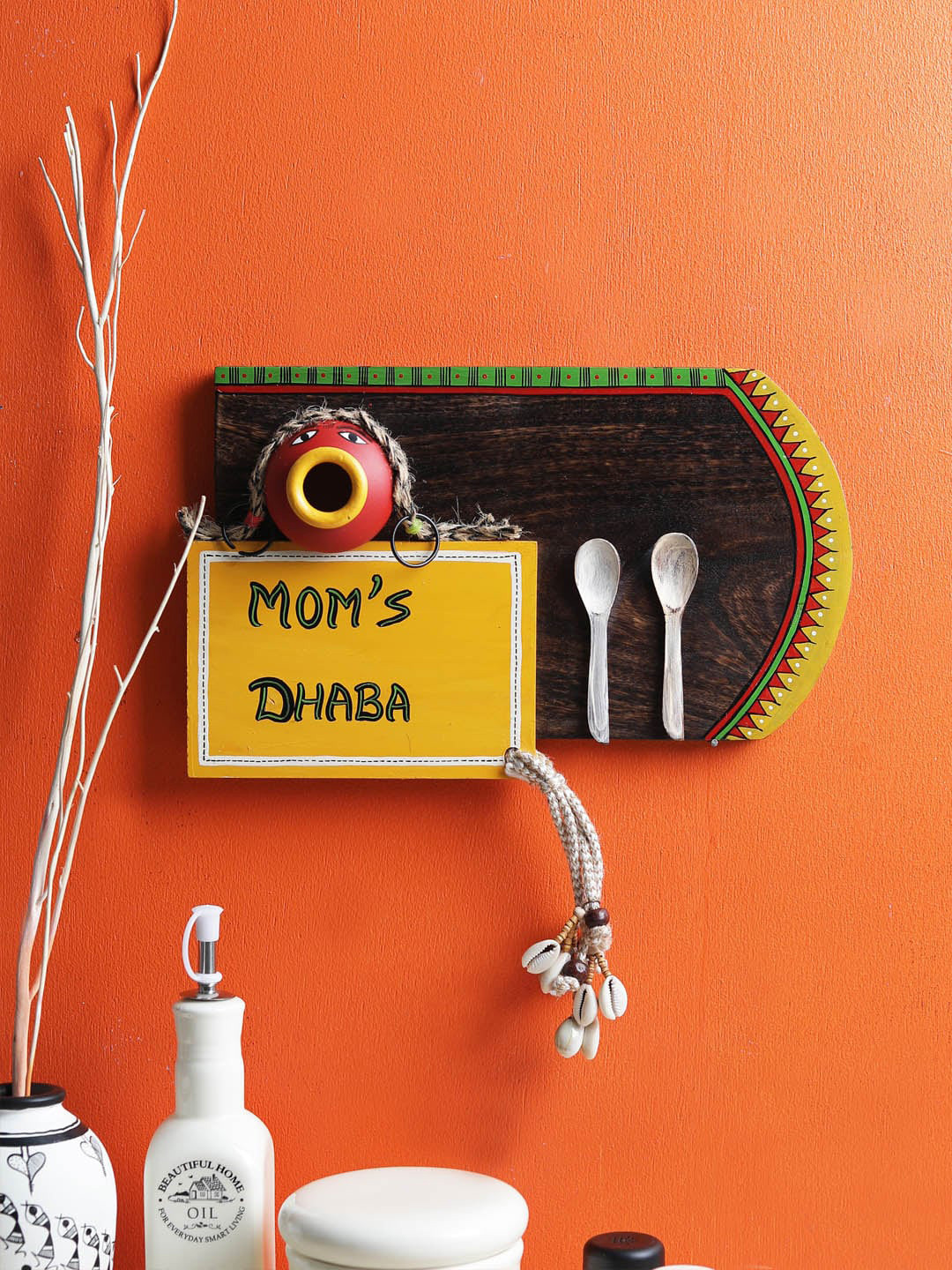 Buy VarEesha Hand Painted Mom's Dhaba Kitchen Wall Hanging - Wall Decor ...