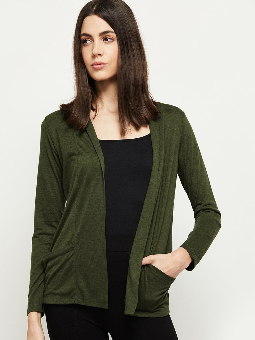 Buy Max Women Olive Green Shrug - Shrug for Women 16463958 | Myntra