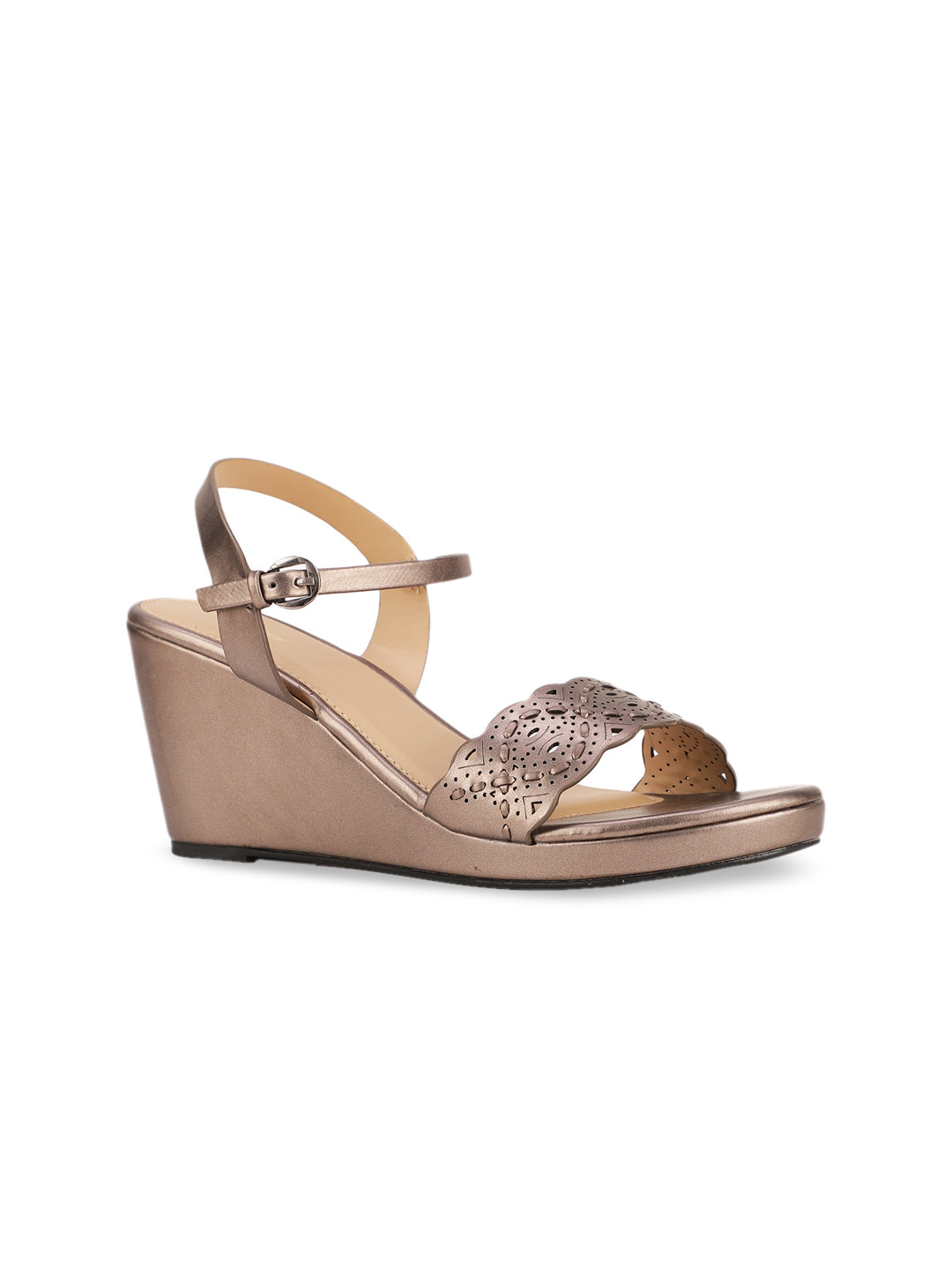 Buy Bata Grey Wedge Sandals With Laser Cuts - Heels for Women 16470598 ...