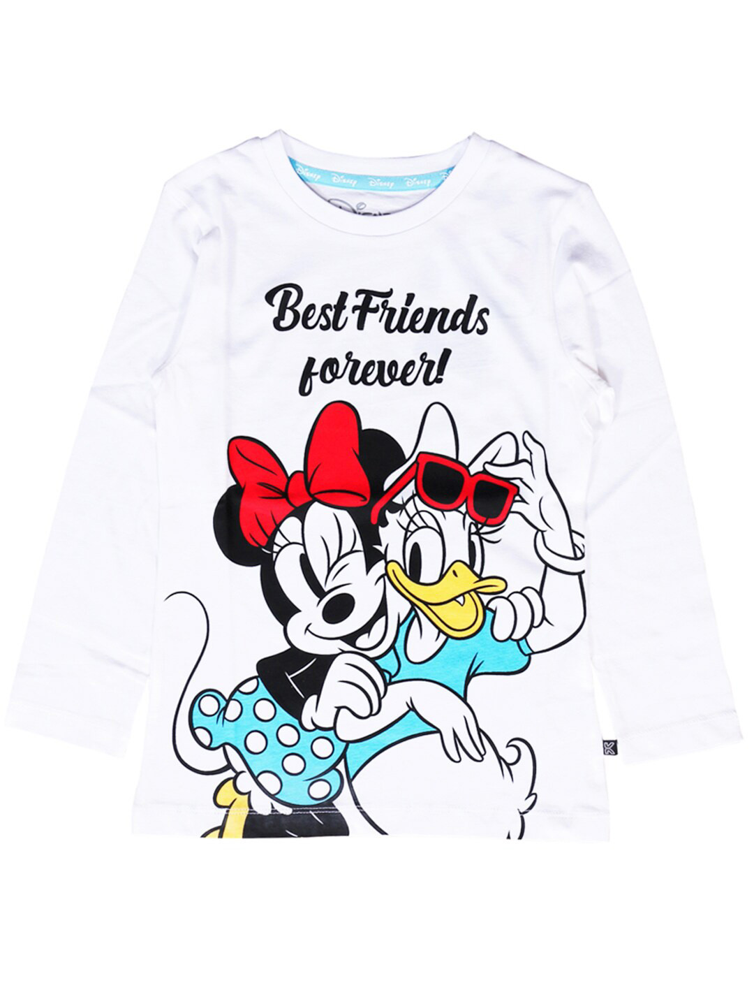 Buy KINSEY Girls White Minnie & Daisy Printed Bio Finish Raw Edge T ...
