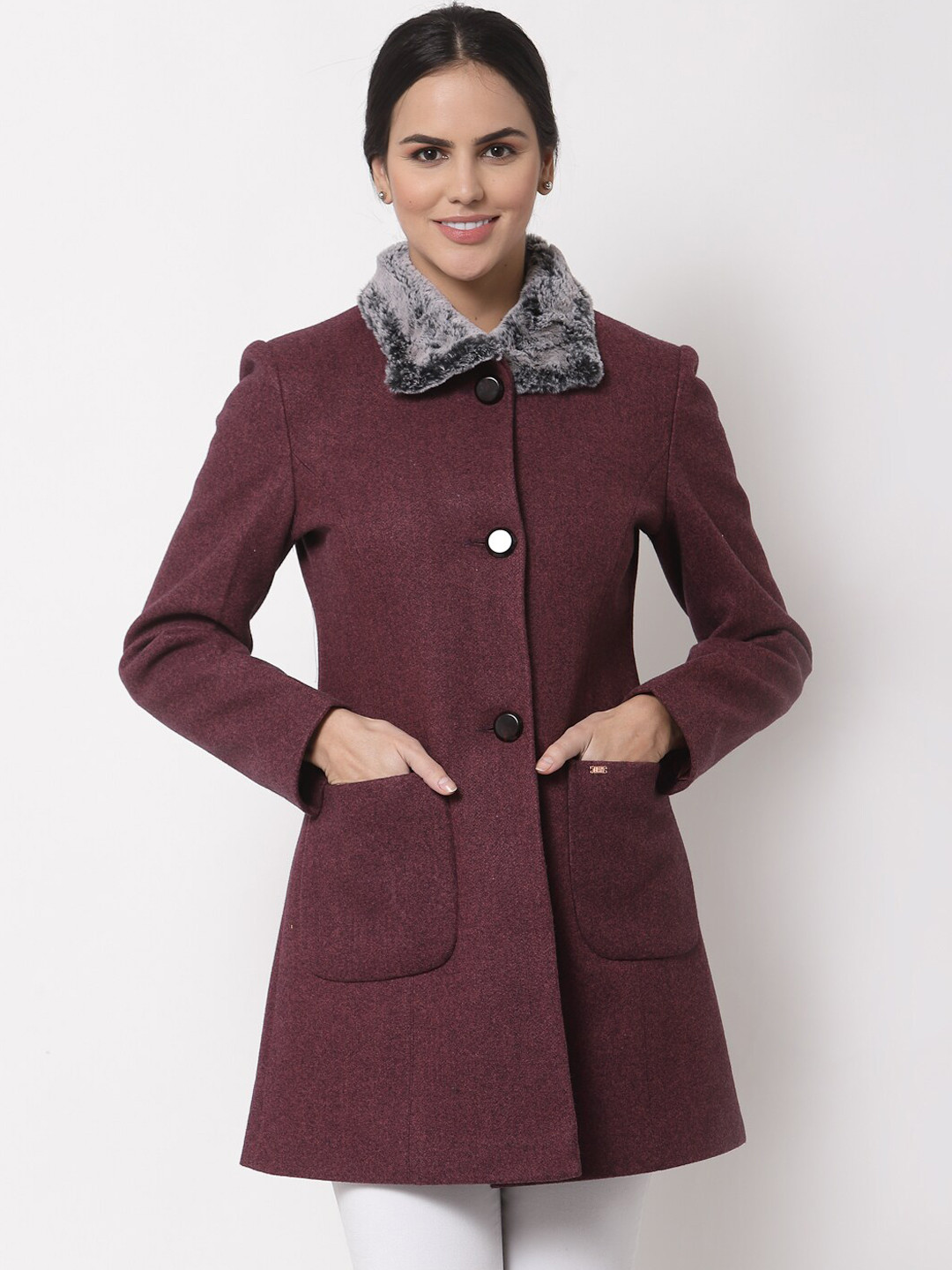 Buy Juelle Women Maroon Solid Trench Coat - Coats for Women 16475040 ...