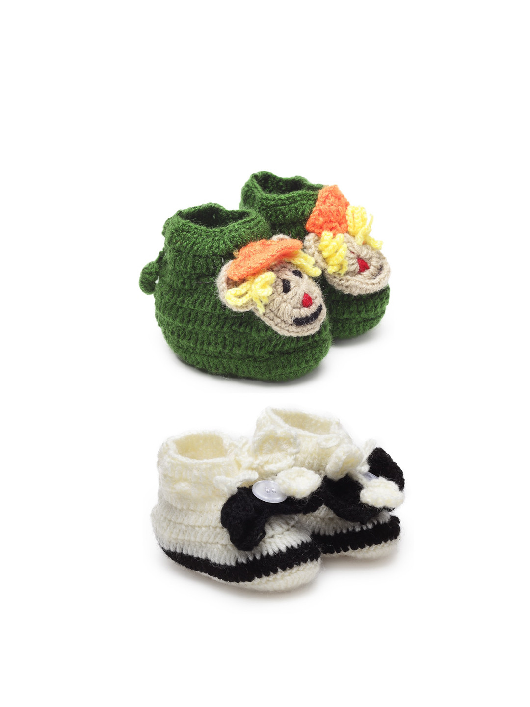 Buy CHUTPUT Infant Set Of 2 Hand Knitted Crochet Pure Wool Booties ...