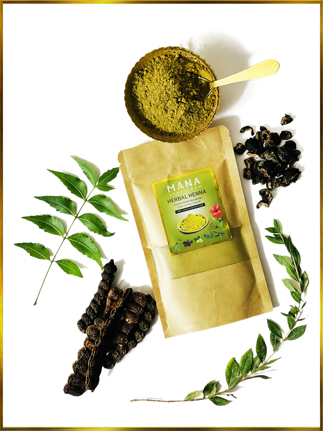 Buy MANA AYURVEDAM Green Herbal Henna Powder 100g - Hair Masks for ...