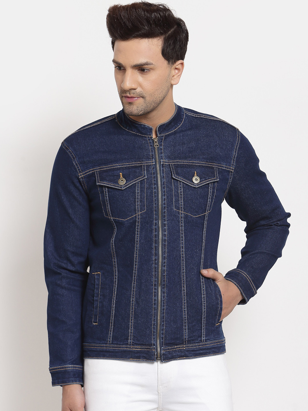 Buy Style Quotient Men Navy Blue Denim Jacket - Jackets for Men ...