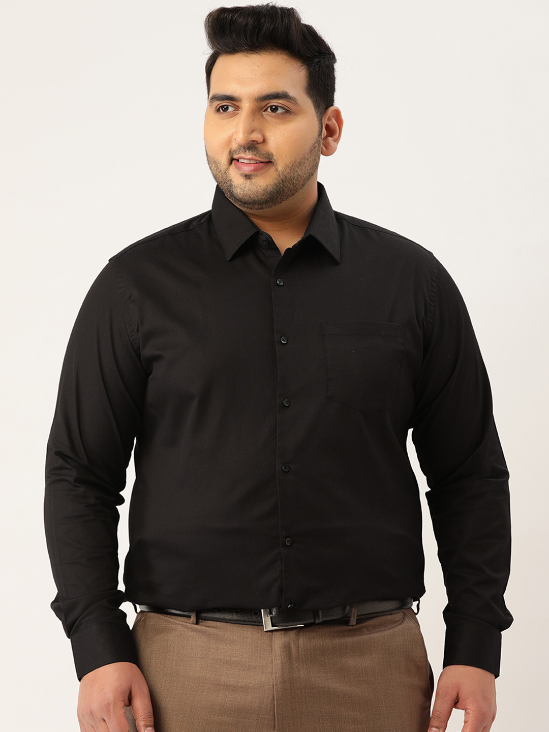 Buy IVOC Plus Men Black Pure Cotton Solid Formal Shirt Shirts For Men Buy IVOC Plus Men Black Pure Cotton Solid Formal Shirt Shirts For Men