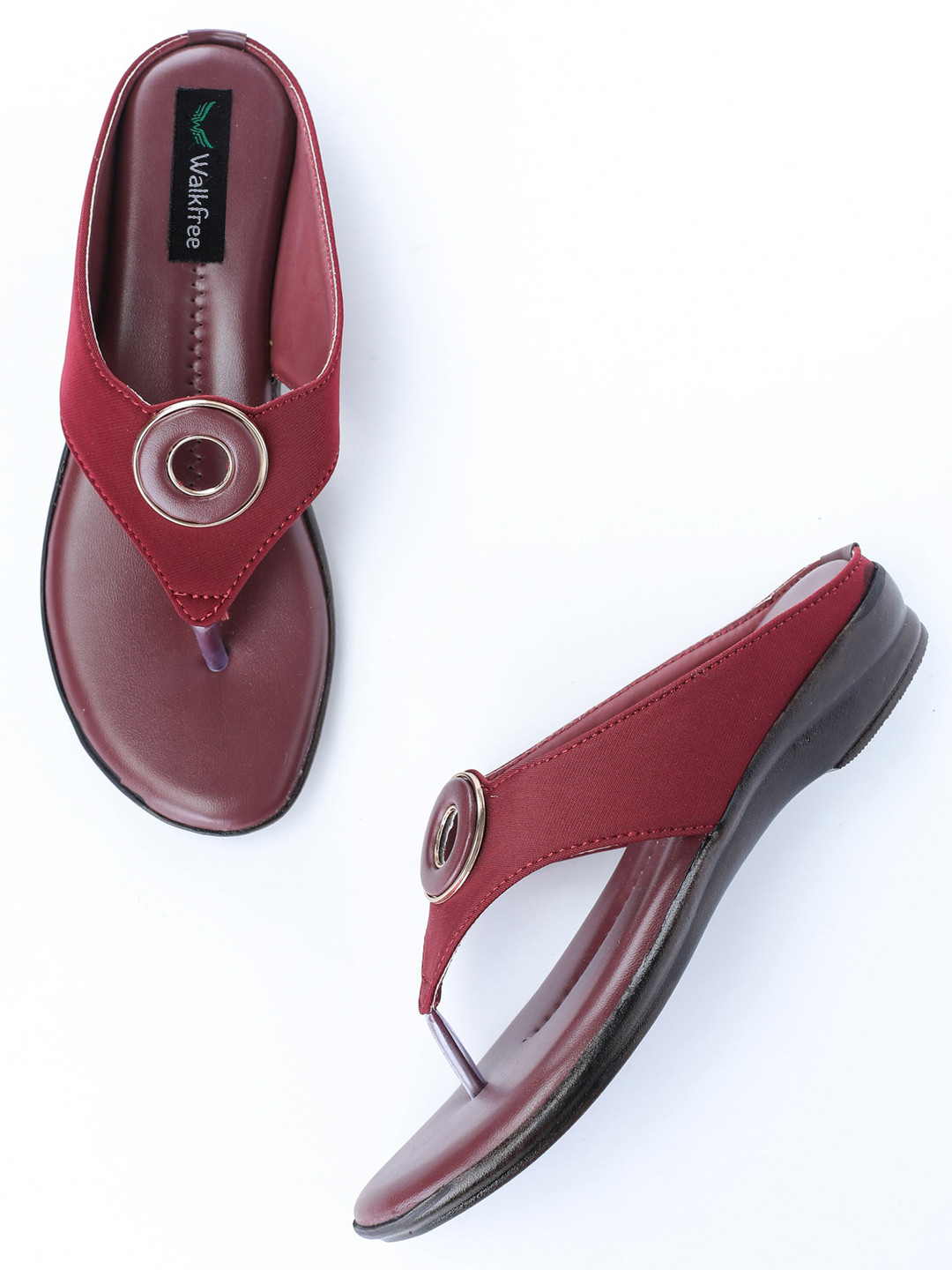 Buy Walkfree Maroon Textured Wedge Sandals - Heels for Women 16505566 ...