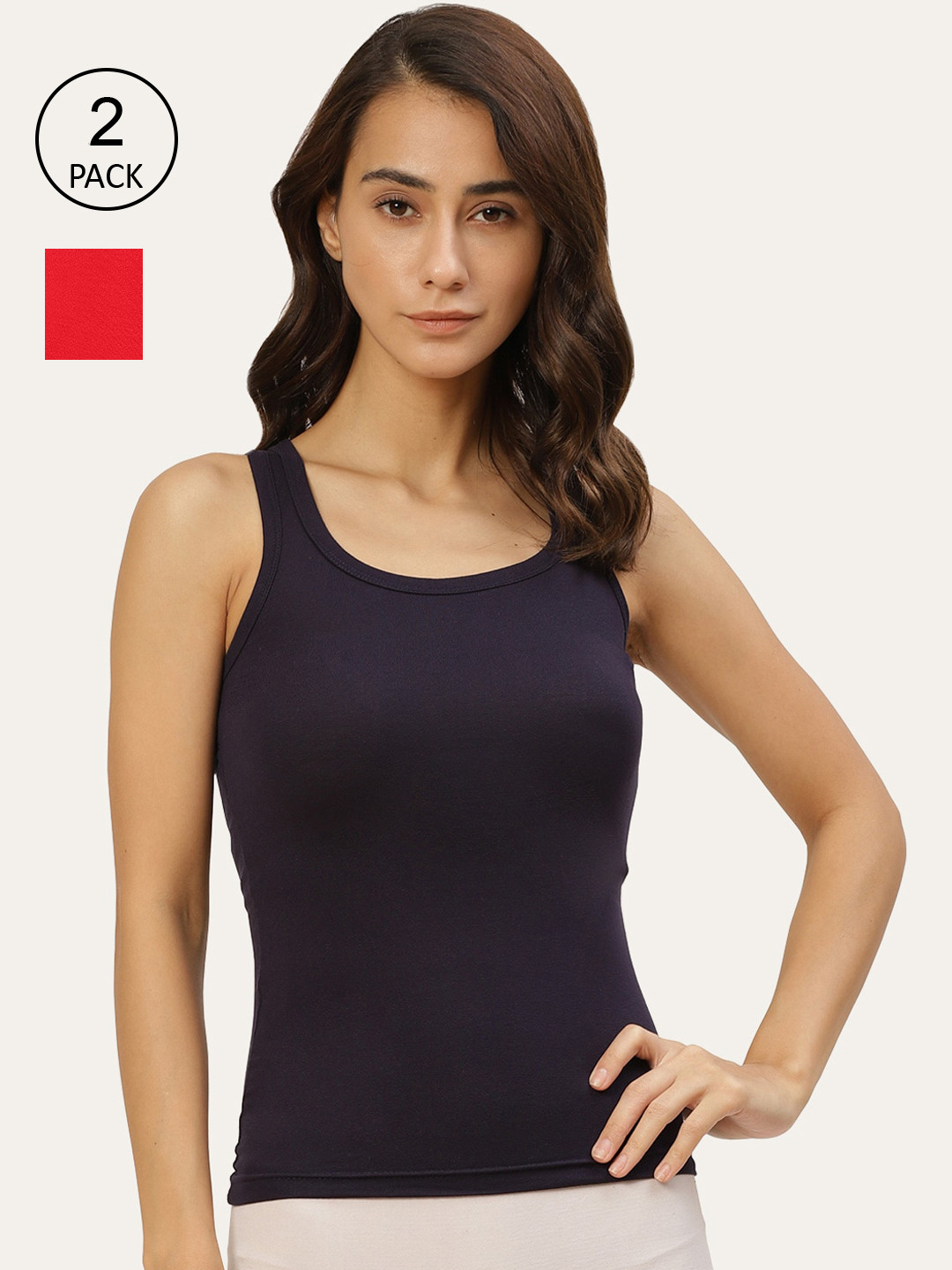 Buy Lady Lyka Women Pack Of 2 Solid Cotton Camisoles - Camisoles for ...