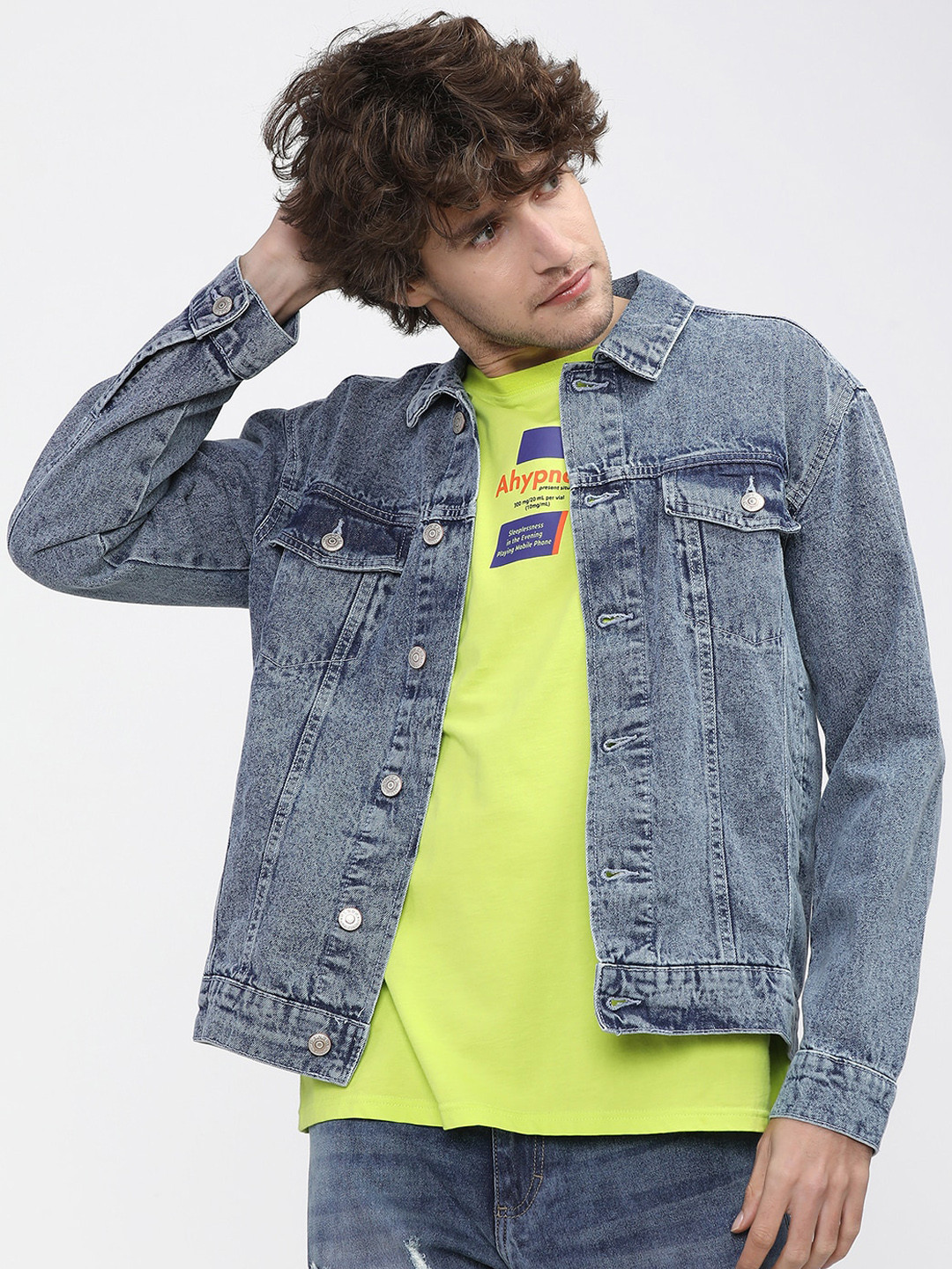 Buy HIGHLANDER Men Blue Washed Crop Denim Jacket - Jackets for Men ...