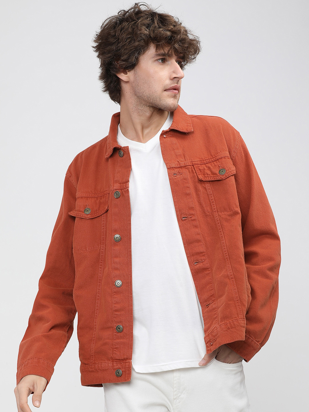 Buy HIGHLANDER Men Rust Washed Denim Jacket With Patchwork - Jackets ...