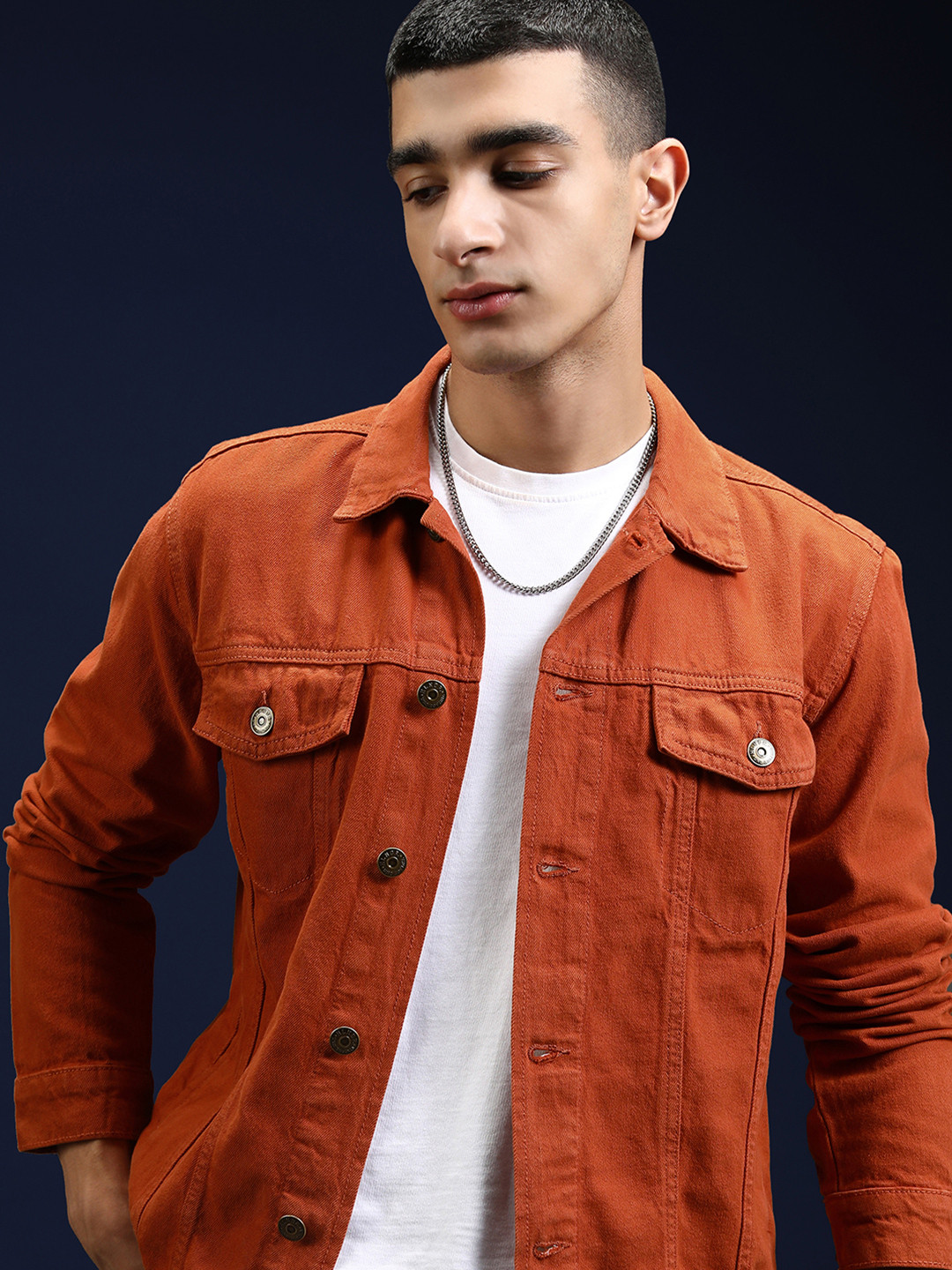 Buy HIGHLANDER Men Rust Washed Denim Jacket With Patchwork - Jackets ...