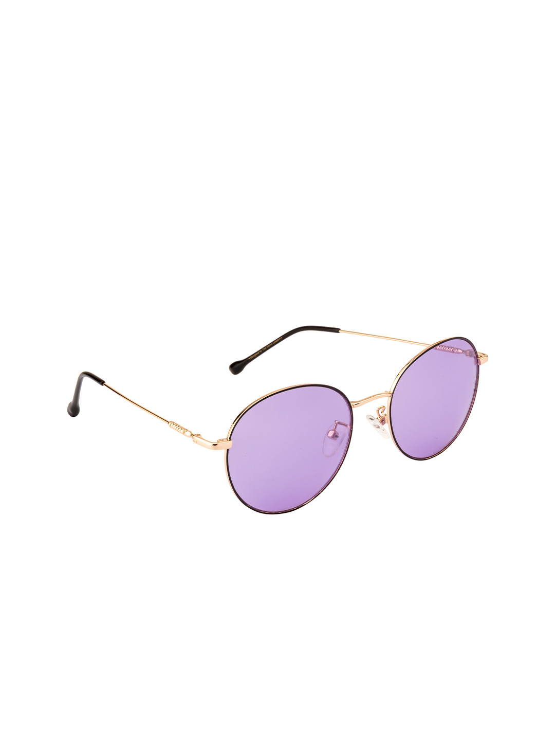 Buy Ted Smith Unisex Purple Lens & Gold Toned Round Sunglasses With UV ...