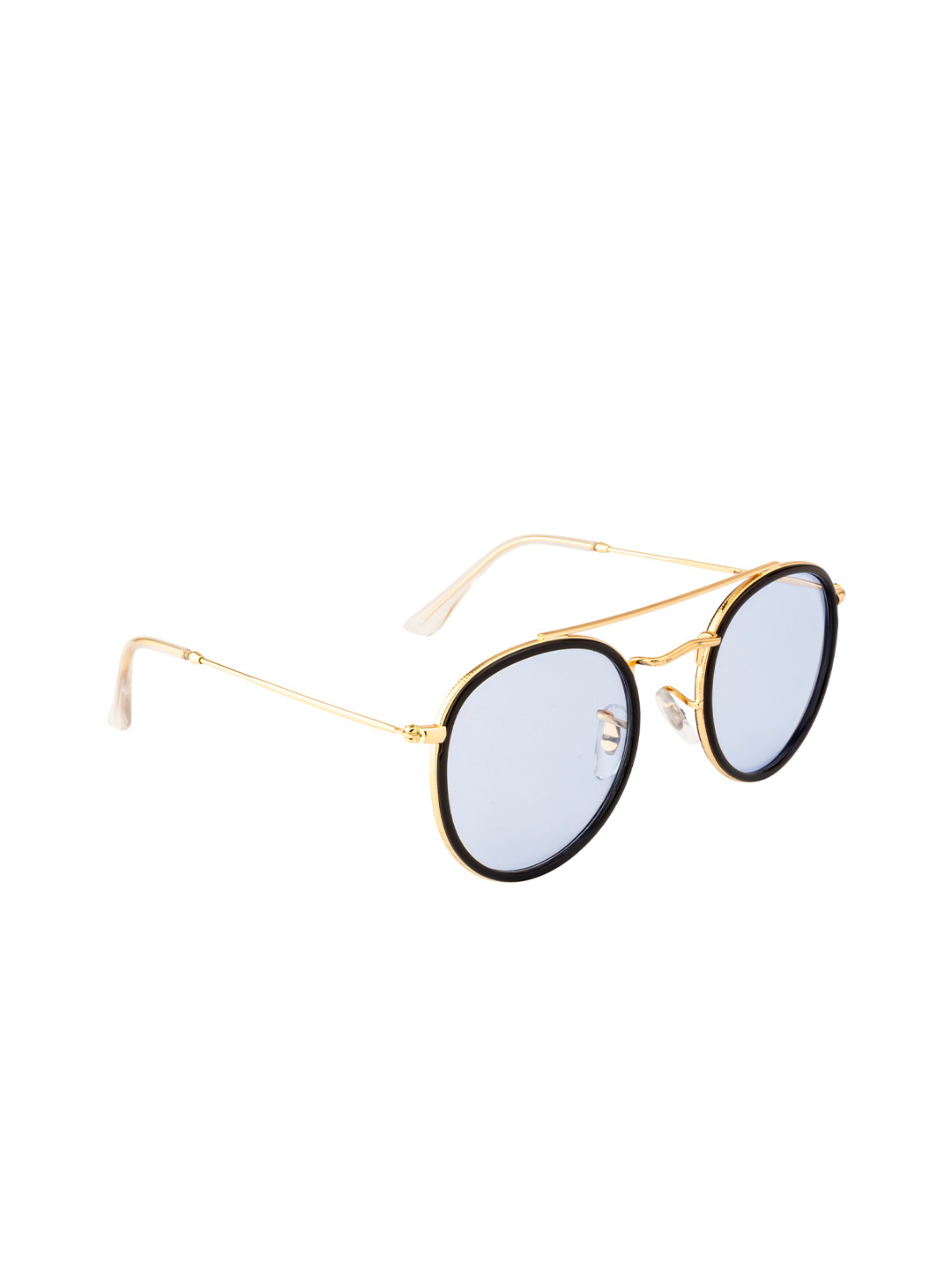 Buy Ted Smith Unisex Blue Lens & Gold Toned Aviator Sunglasses With UV ...