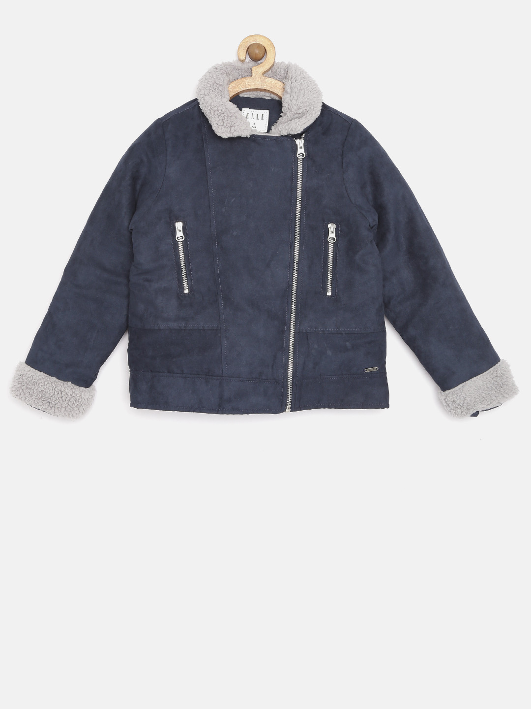 Buy Elle Kids Girls Navy Jacket With Faux Fur Detail - Jackets for ...