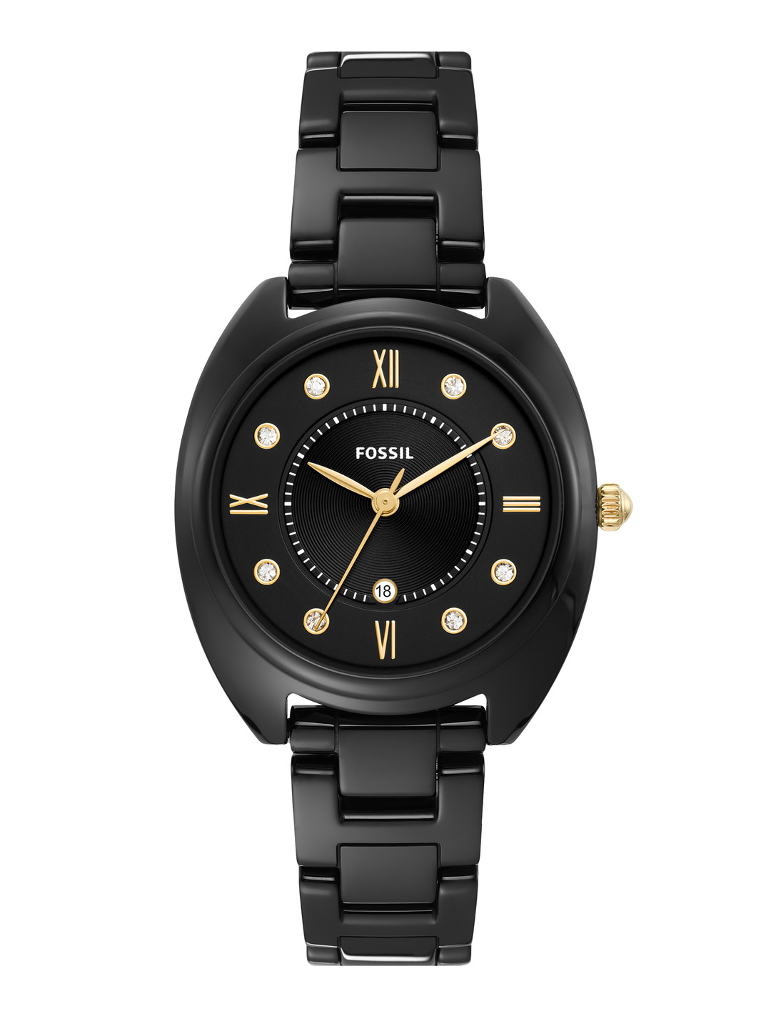 Buy Fossil Women Black Embellished Dial & Ceramic Bracelet Style Straps ...
