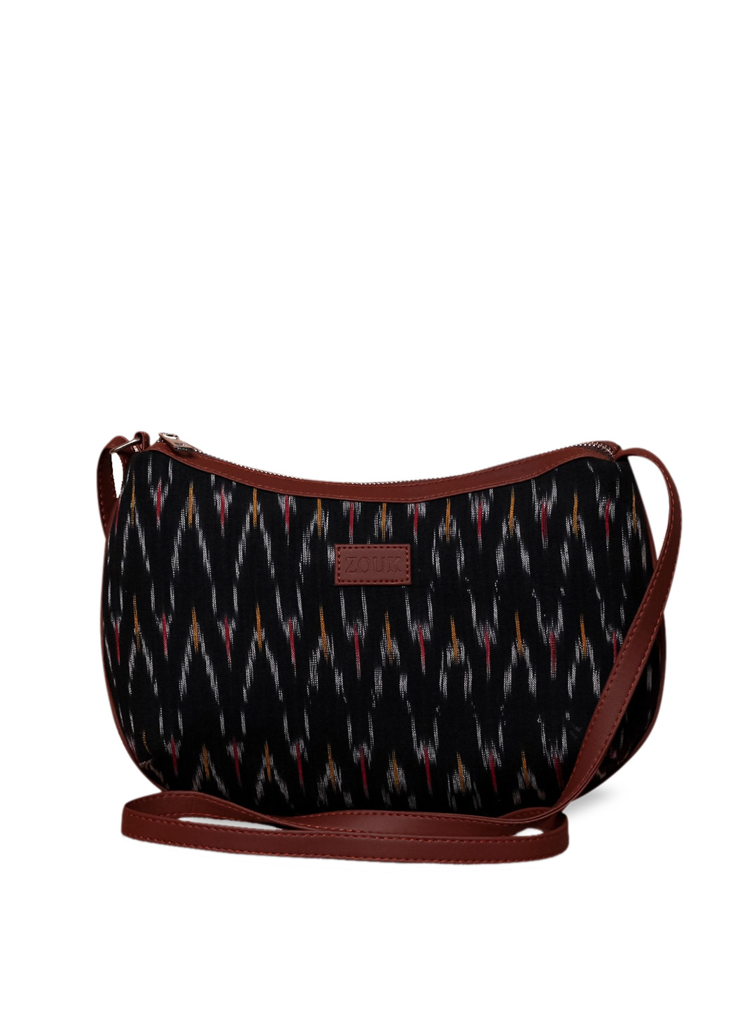 Buy ZOUK Black Self Design Half Moon Sling Bag - Handbags for Women ...