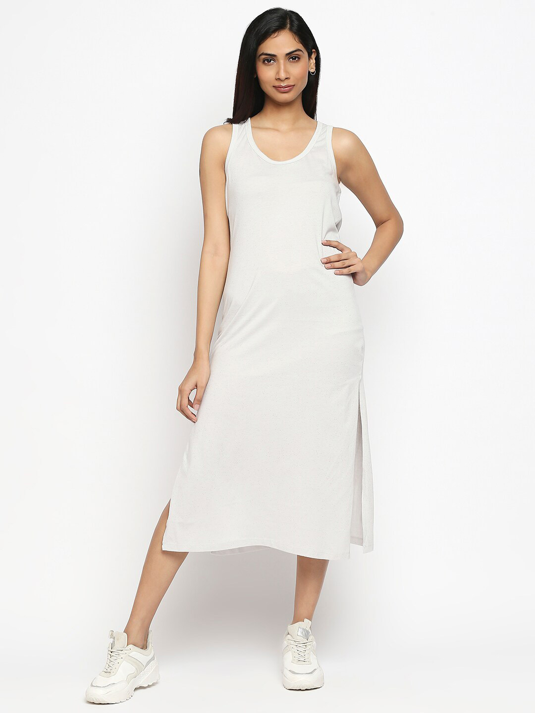 Buy Effy Grey Tank Midi Glitter Dress - Dresses for Women 16538790 | Myntra