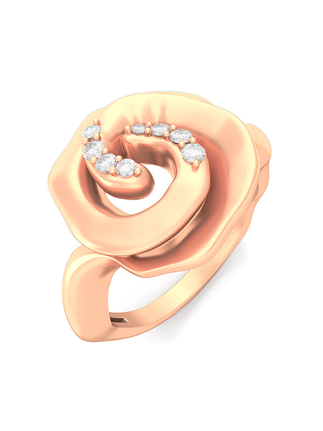 Buy BlueStone 2.431 G 18 Karat Rose Gold Winter Rose Ring With Diamonds ...