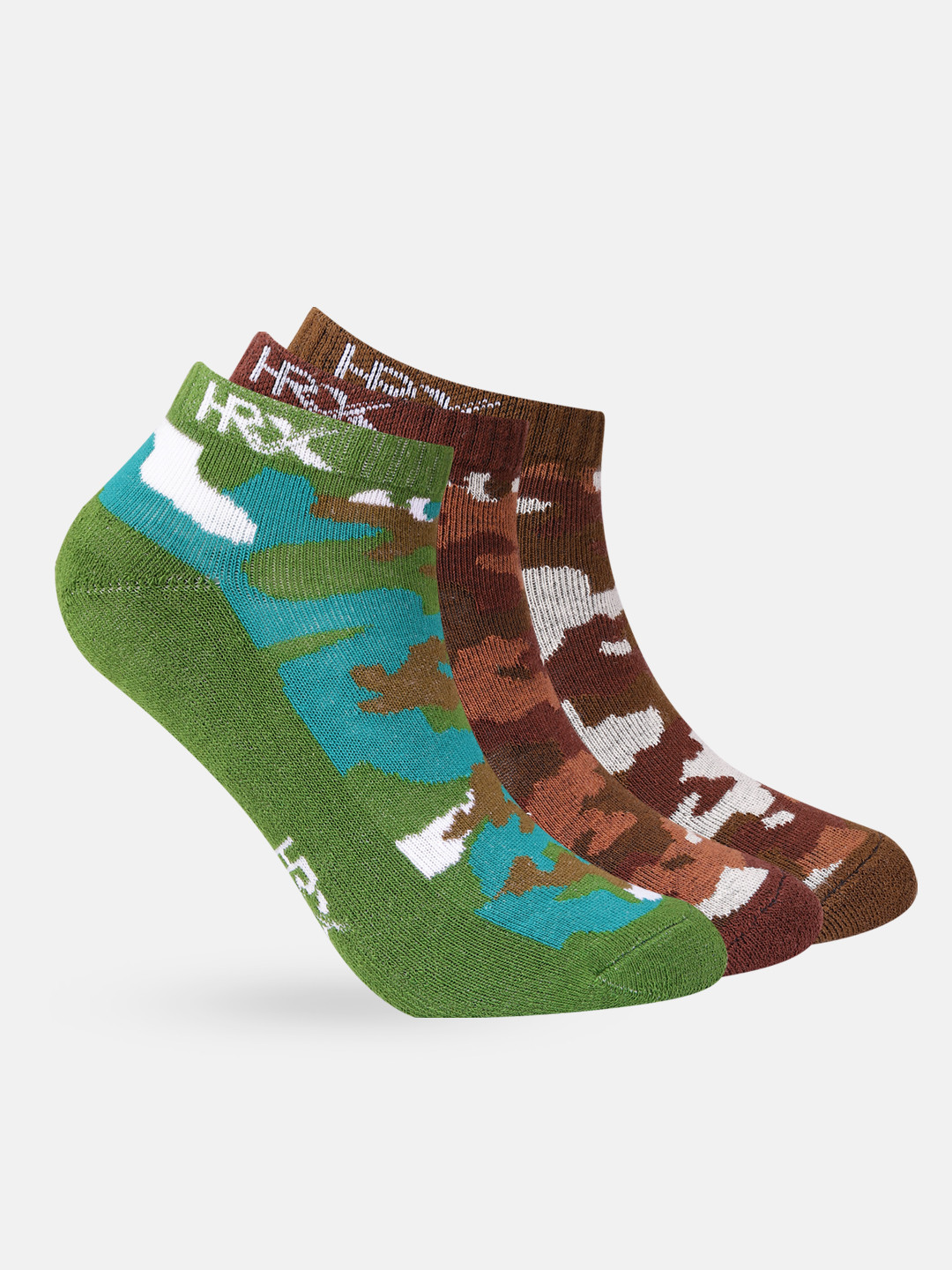 Buy HRX By Hrithik Roshan Mens Multicoloured Set Of 3 Half Terry Ankle ...