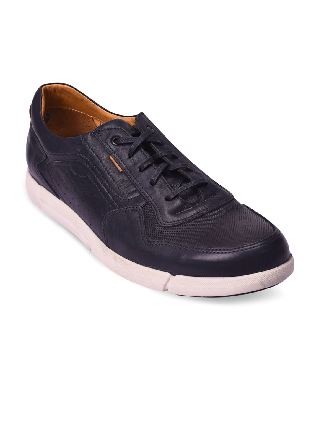 Buy Pavers England Men Navy Blue Woven Design Leather Sneakers - Casual ...