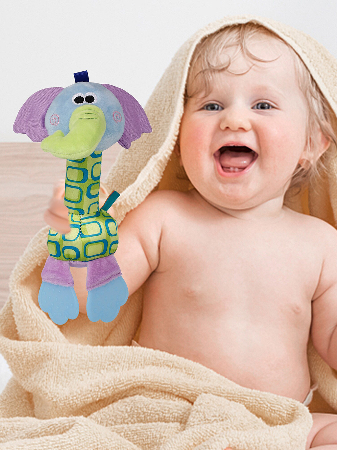 Buy Baby Moo Blue & Purple Elephant Handheld Rattle - Learning And ...