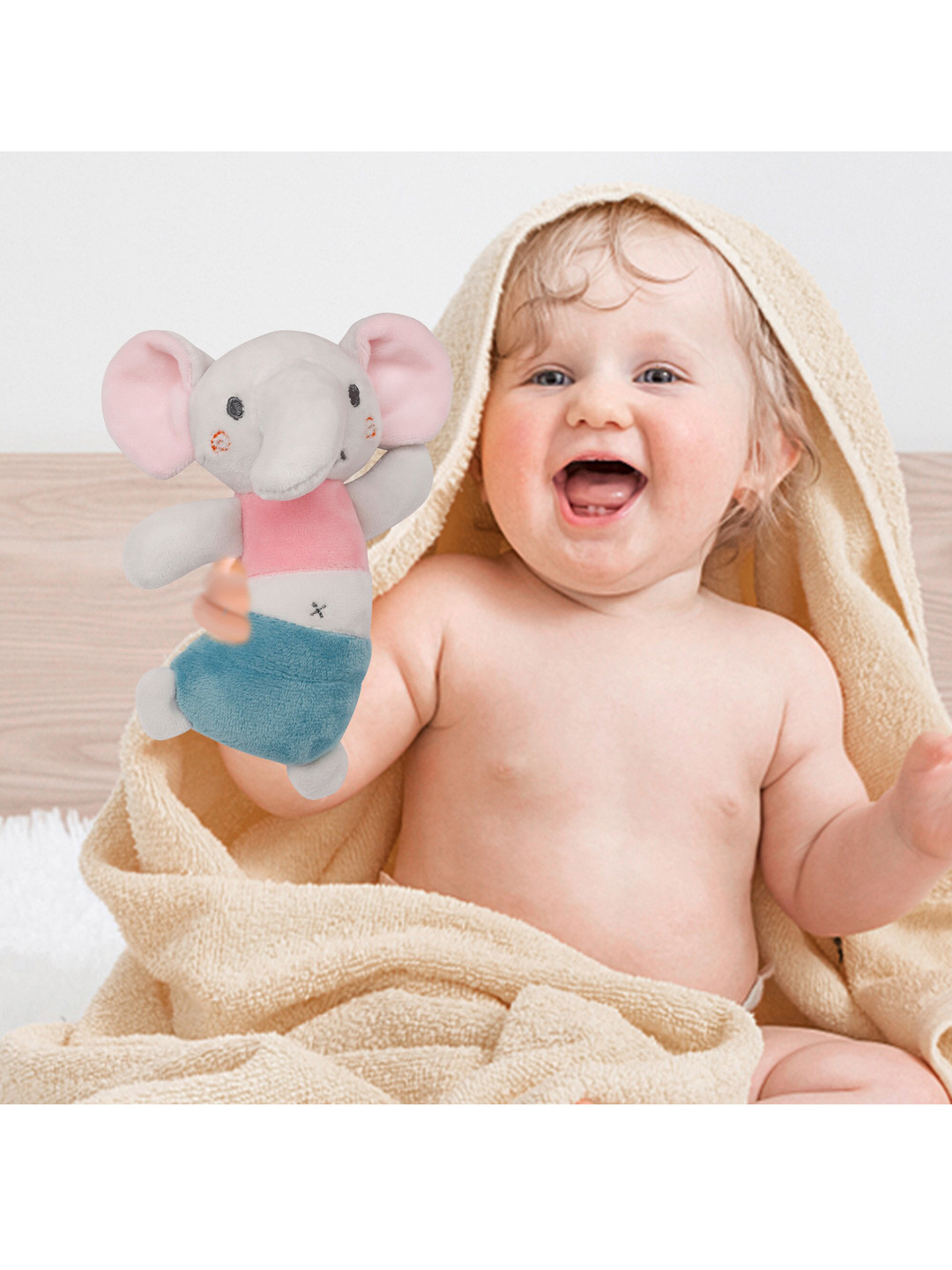 Buy Baby Moo White & Pink Dancing Elephant Handheld Rattle Toy ...