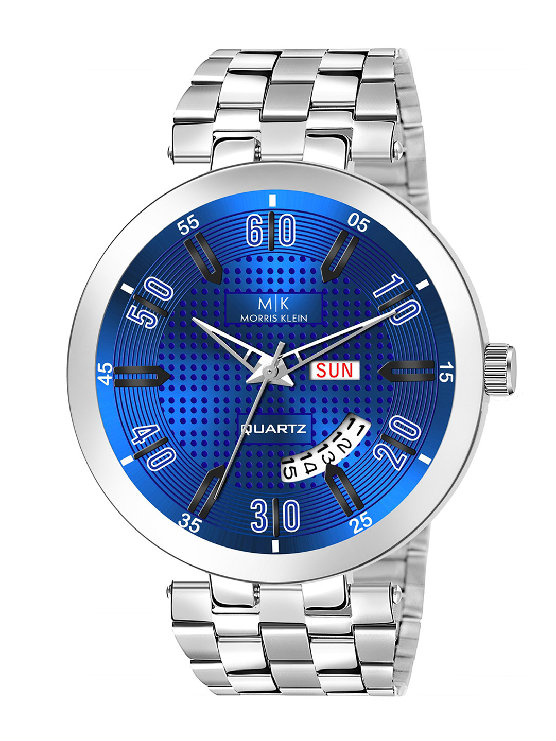 Buy MORRIS KLEIN Men Blue Dial & Silver Toned Stainless Steel Bracelet ...