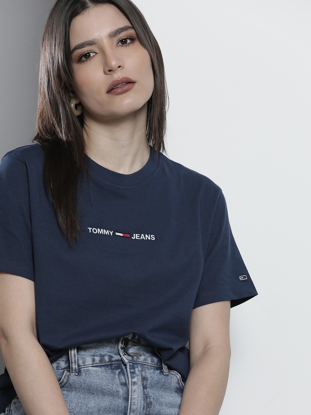 Buy Tommy Hilfiger Women Navy Blue Brand Logo Printed T Shirt Tshirts
