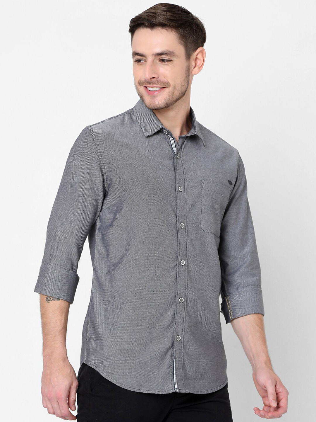 Buy Mufti Men Black Slim Fit Casual Shirt - Shirts for Men 16553974 ...