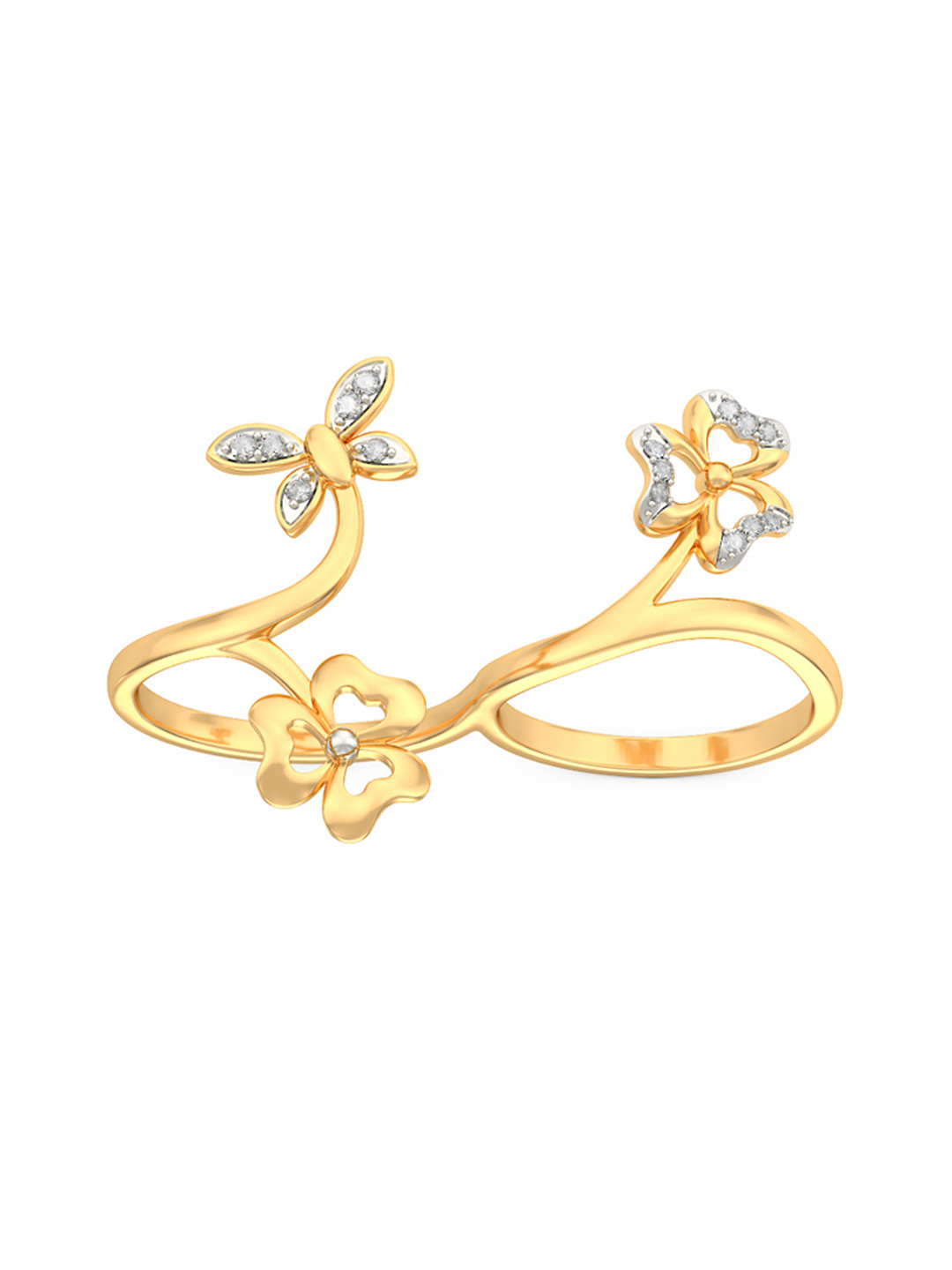 Buy BlueStone 3.730 G 18 Karat Gold Iffie Two Finger Ring With Diamonds - Ring Diamond for Women ...