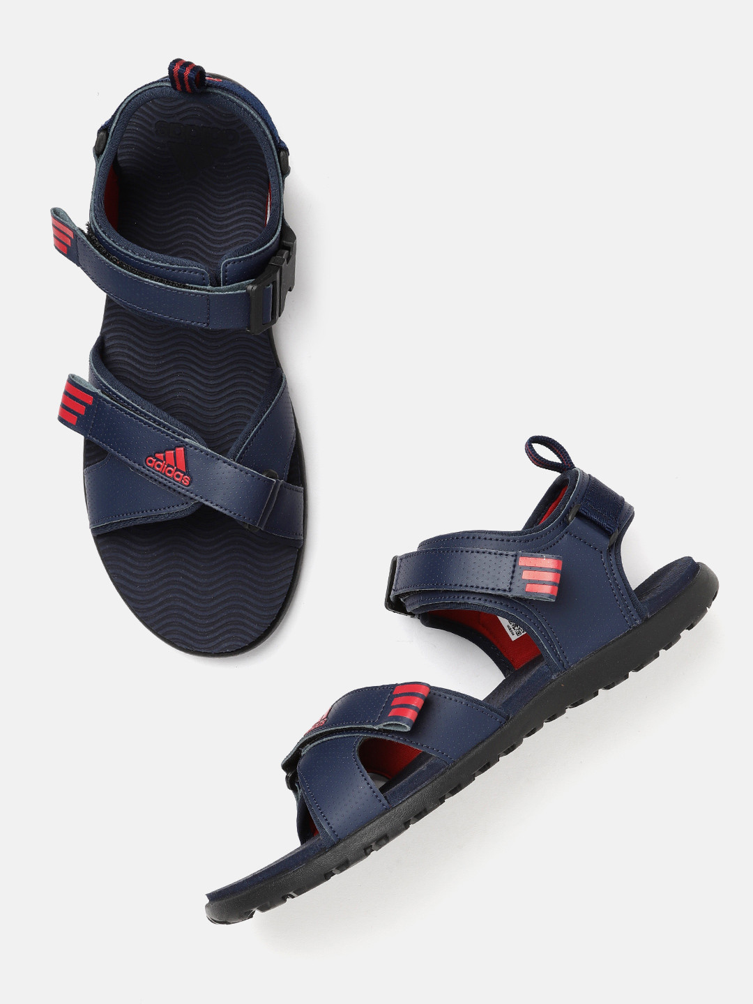 Buy ADIDAS Men Navy Blue Textured Yanet Sports Sandals - Sports Sandals ...