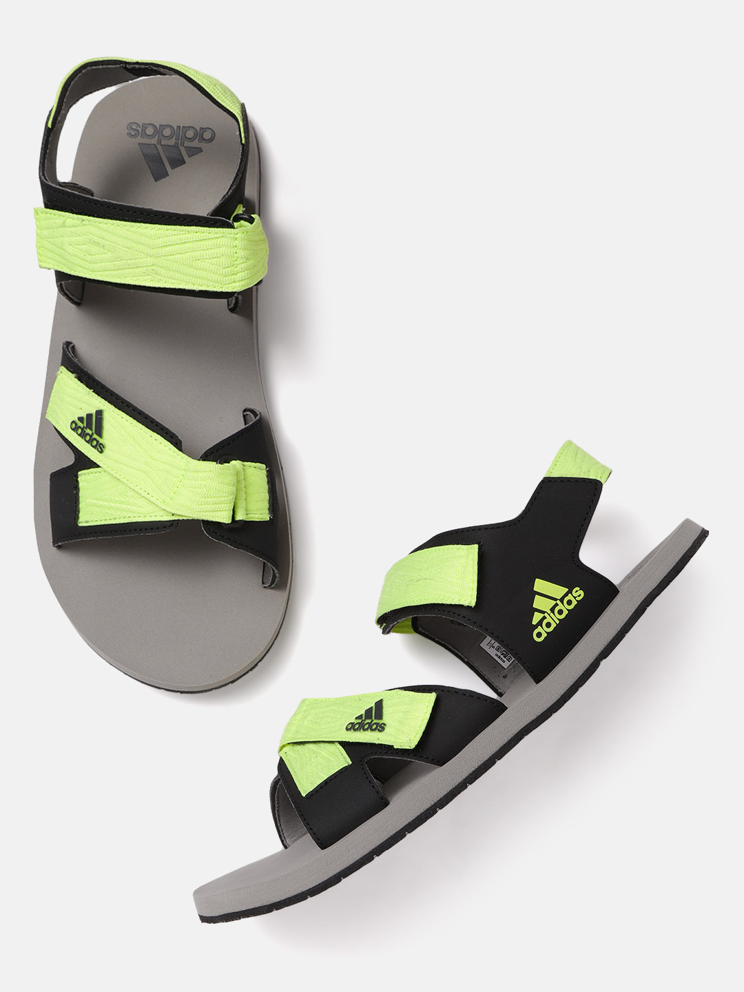 Buy ADIDAS Men Fluorescent Green & Black Colorblocked Trigno Sports ...