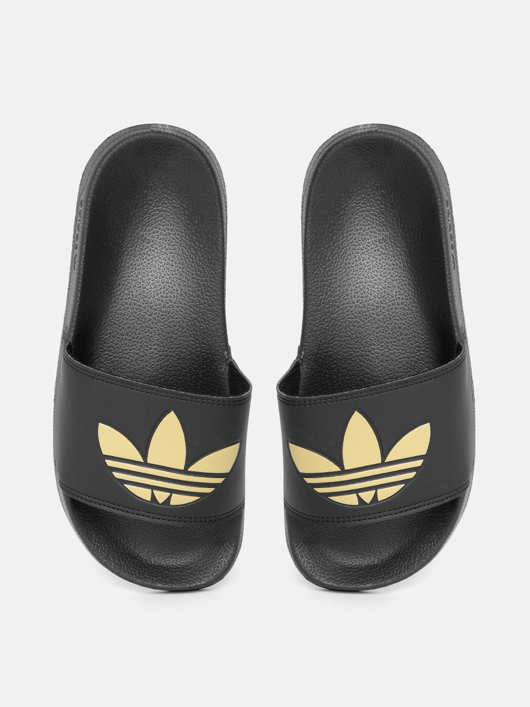 Buy ADIDAS Originals Women Black Gold Toned Adilette Lite Sliders ...