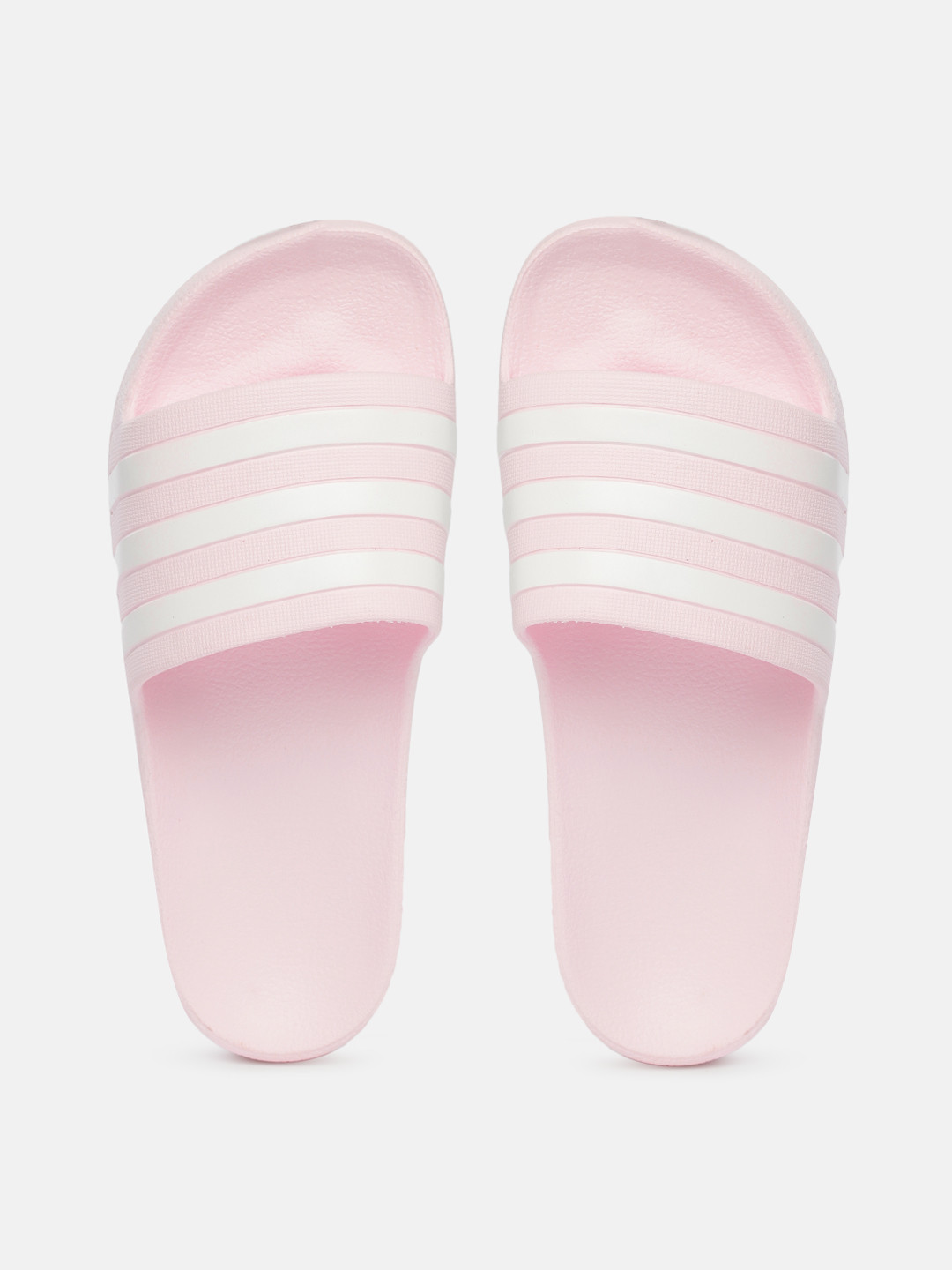 Buy ADIDAS Women Pink & White Striped Adilette Aqua Sliders - Flip ...