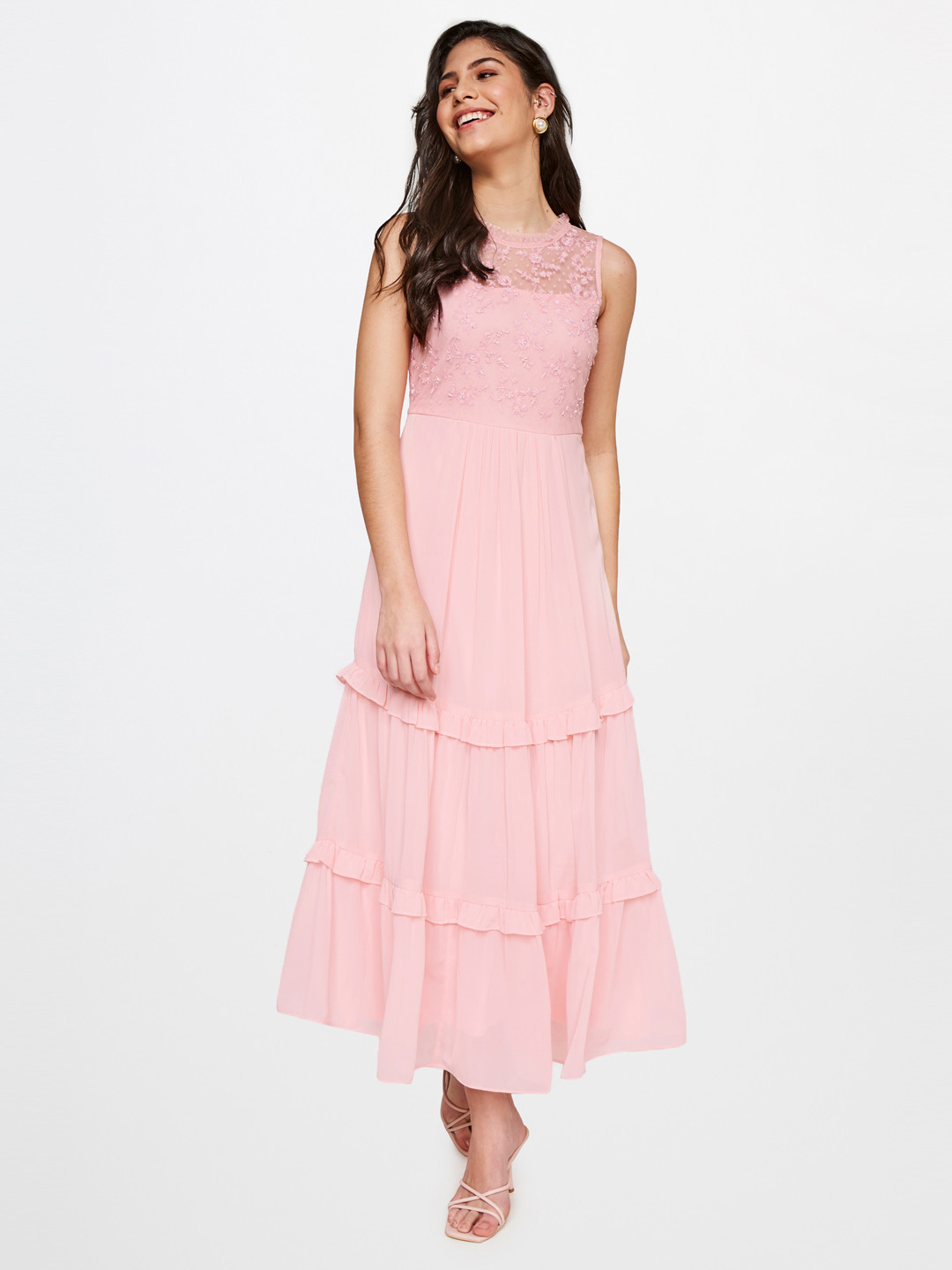 Buy AND Solid Tiered Maxi Dress - Dresses for Women 16560078 | Myntra