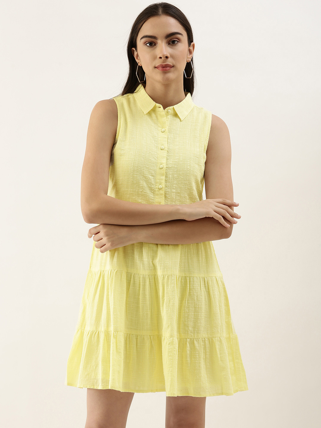 Buy AND Women Yellow Solid A Line Dress - Dresses for Women 16560144 ...