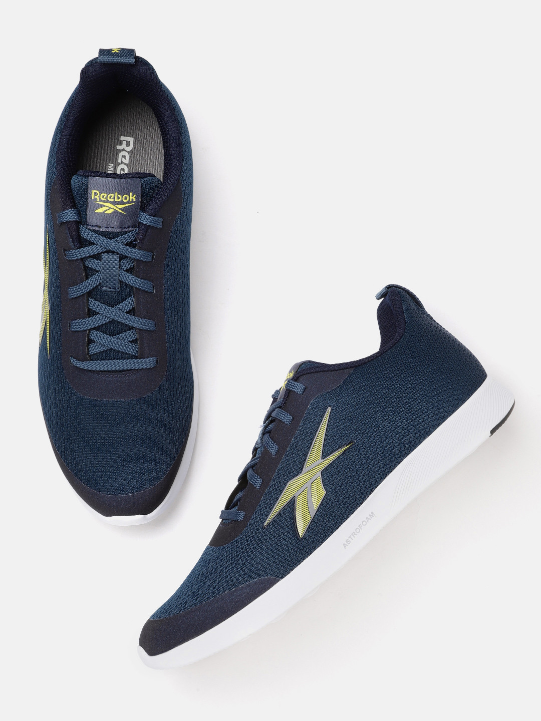 Buy Reebok Men Navy Blue Lunar Walk Memory Tech Foam Woven Design Shoes ...