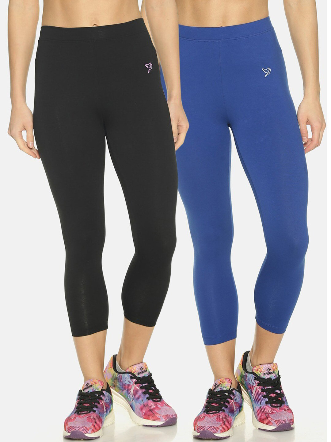 Buy TWIN BIRDS Pack Of 2 Women Solid Skinny Fit Three Fourth Stretch ...