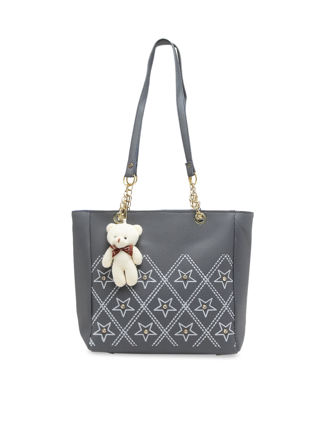 Buy Borse Lele Grey Ethnic Motifs Embellished PU Structured Shoulder ...