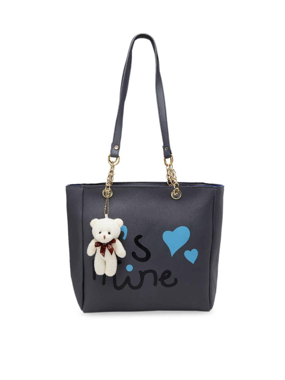 Buy Borse Lele Grey PU Structured Shoulder Bag With Applique - Handbags ...