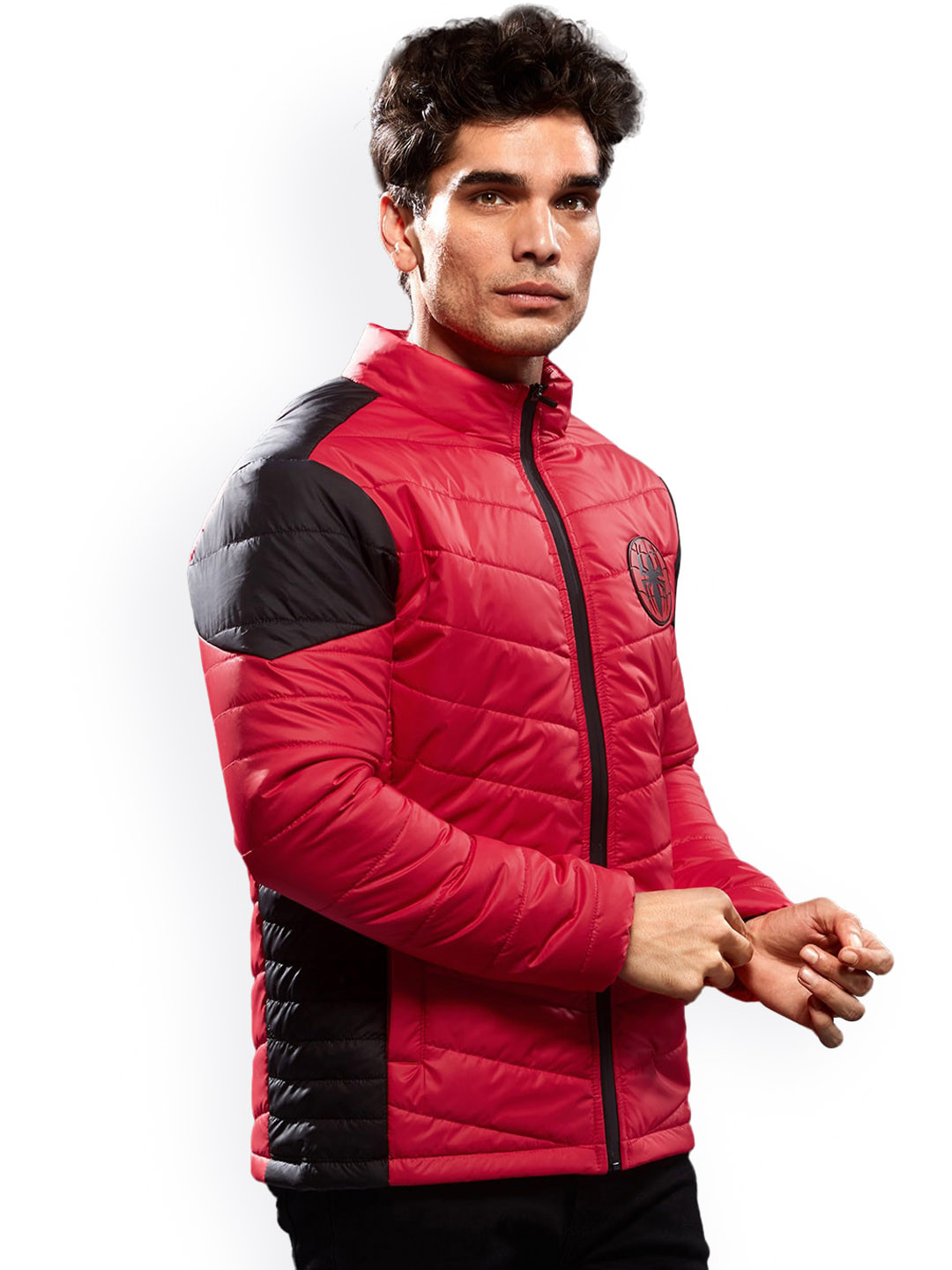 Buy The Souled Store Men Red & Black Lightweight Spider Man Puffer ...