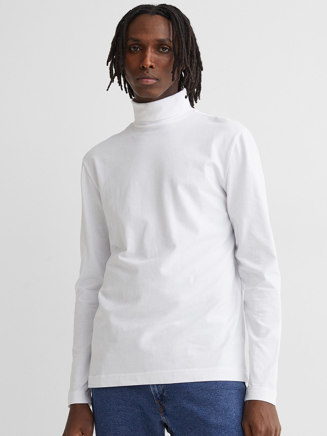 Buy H&M Men White Solid Slim Fit Cotton Polo Neck Top - Sweatshirts for ...