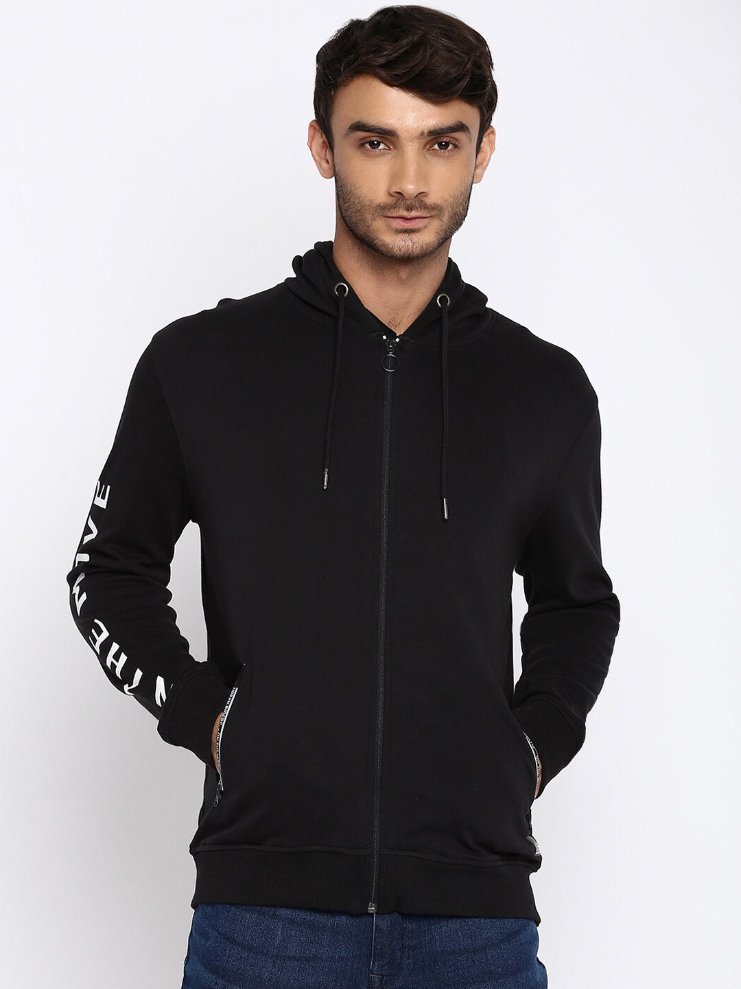 Buy Lee Men Black Hooded Sweatshirt - Sweatshirts for Men 16572126 | Myntra