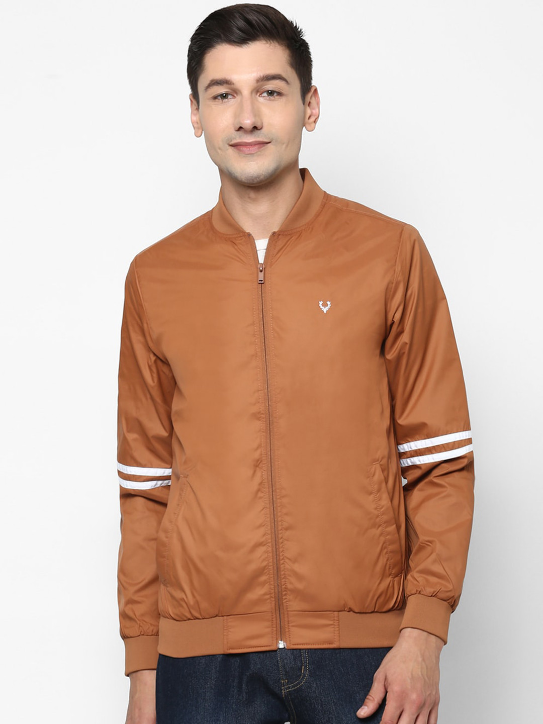 Buy Allen Solly Men Brown Bomber Jacket - Jackets for Men 16573896 | Myntra